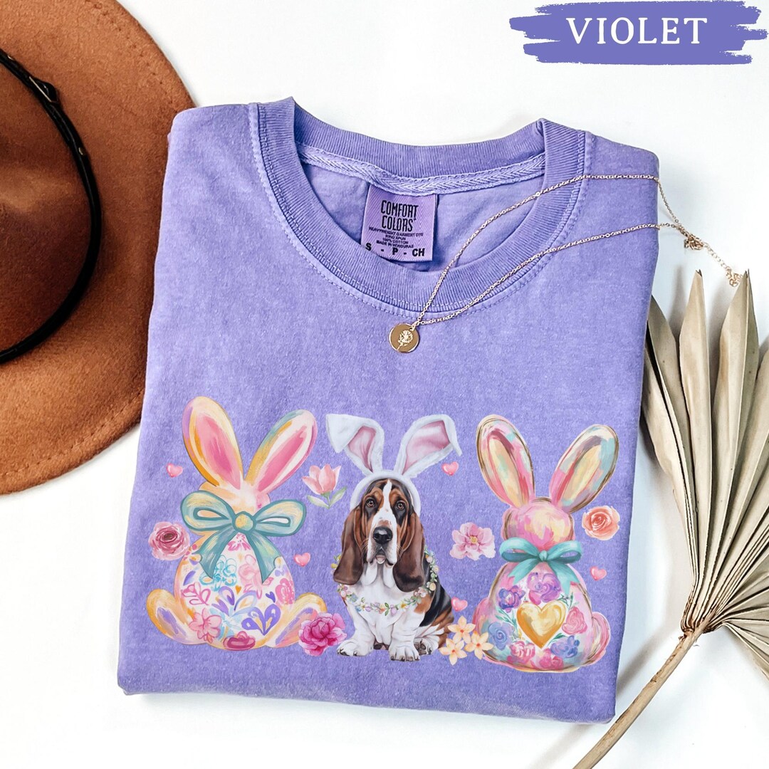 Floral Basset Hound Easter Bunny Shirt, Comfort Colors Spring Rabbit ...