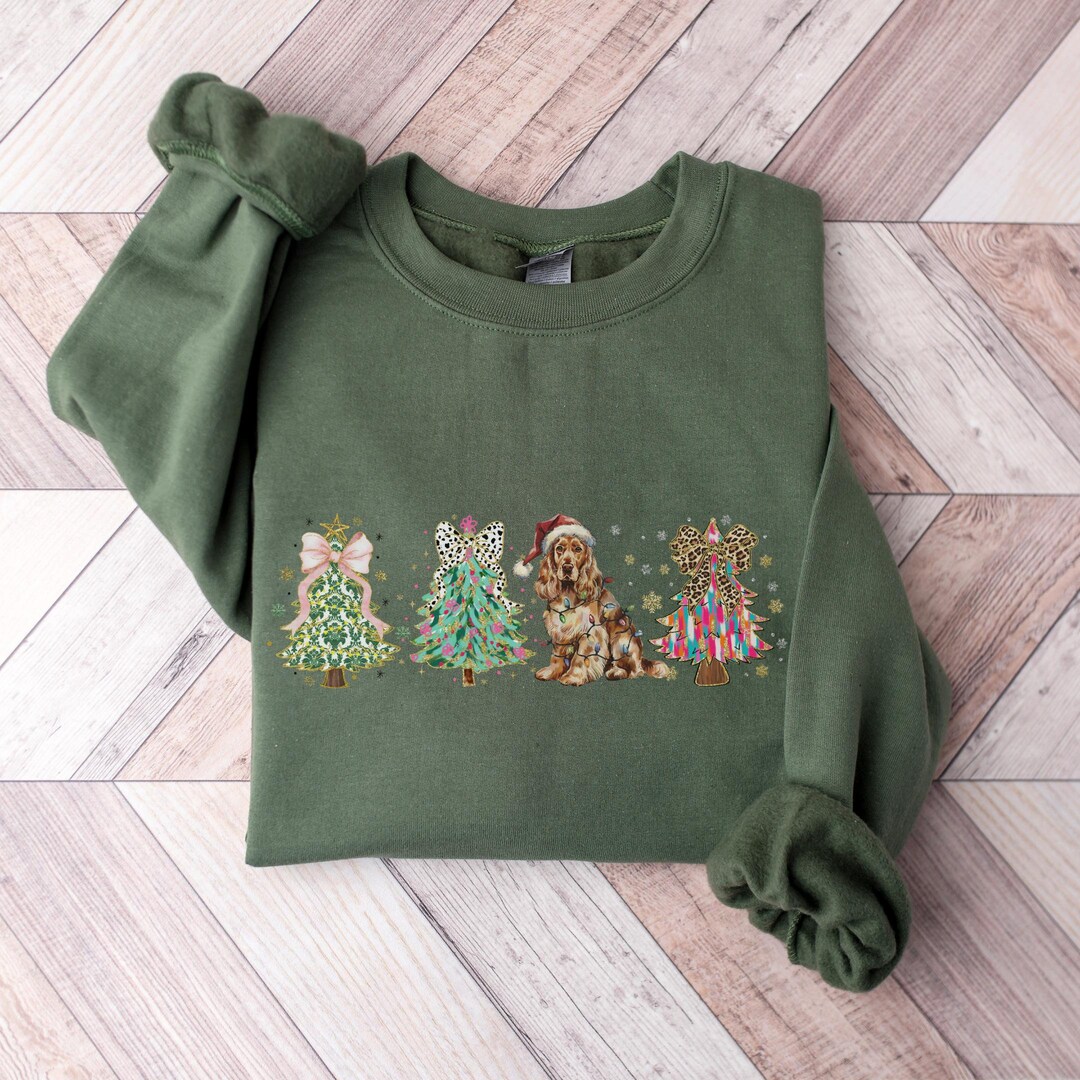 Christmas Tree Cocker Spaniel Sweatshirt, Merry Cocker Spaniel Dog Mom ...