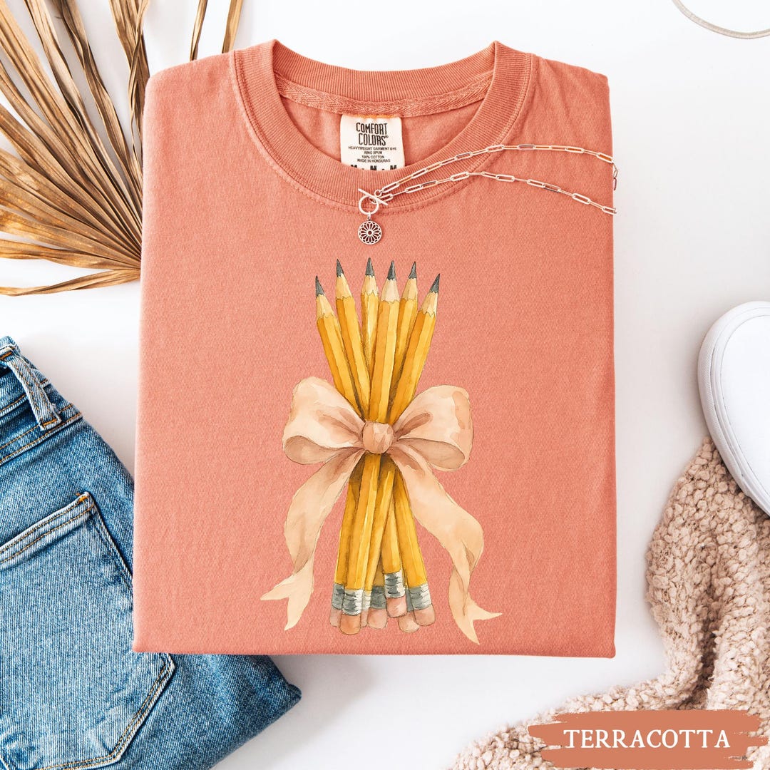 Pencil Bouquet Teacher Shirt, Comfort Color Fall First Day of School ...