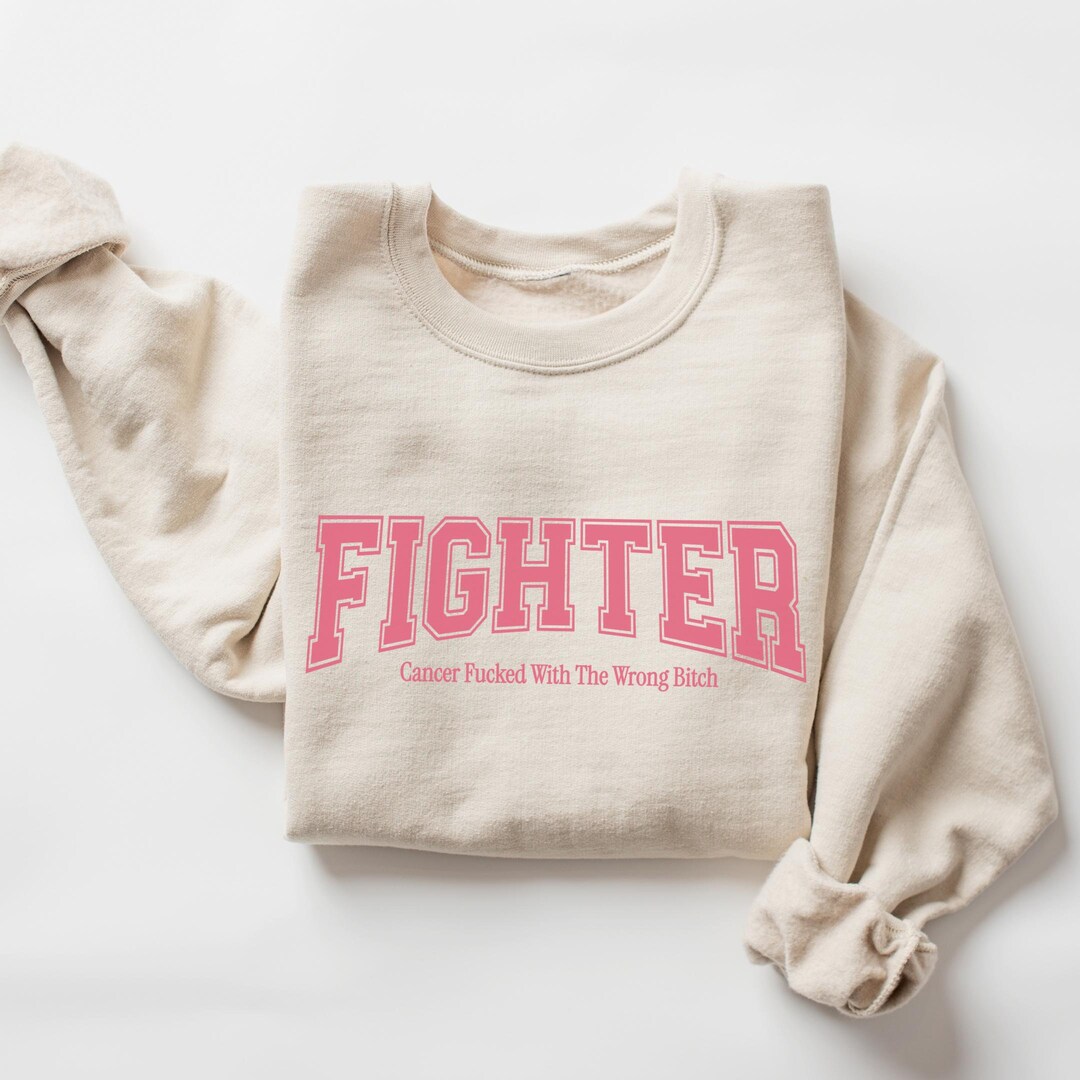 Preppy Breast Cancer Fighter Sweatshirt, Cancer Awareness Sweater ...