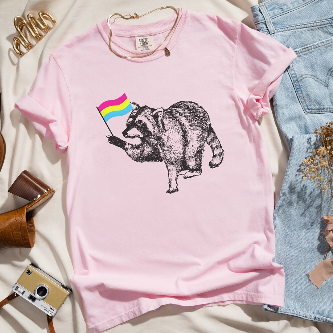 Funny Pansexual Pride Shirt, Raccoon Pan Pride Flag Shirt, Comfort ...
