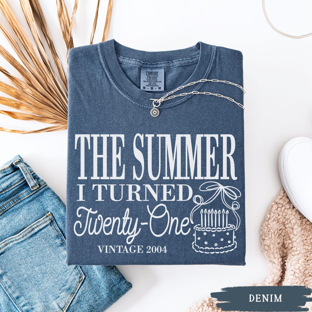21st Birthday Shirt, Comfort Colors Summer I Turned Twenty One Bday ...