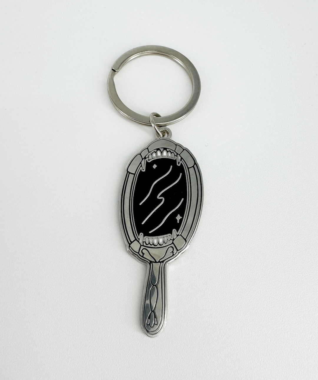 Starry Mirror Keychain: Silver Self-love Charm With Teeth Design - Etsy