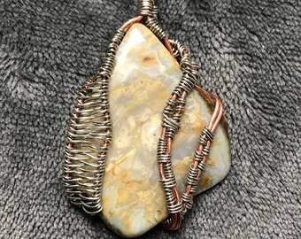 Moss Agate Wire Wrap Pendant Necklace - Etsy