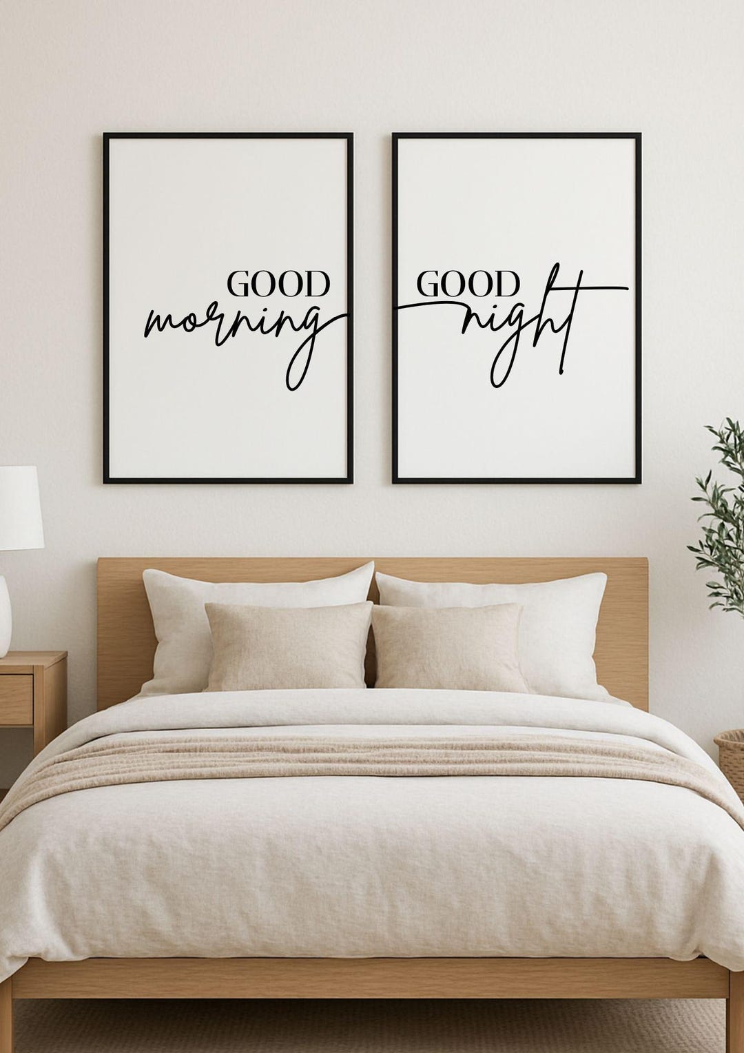 Good Morning Good Night | Modern Typography Print | Minimalist Wall Art ...