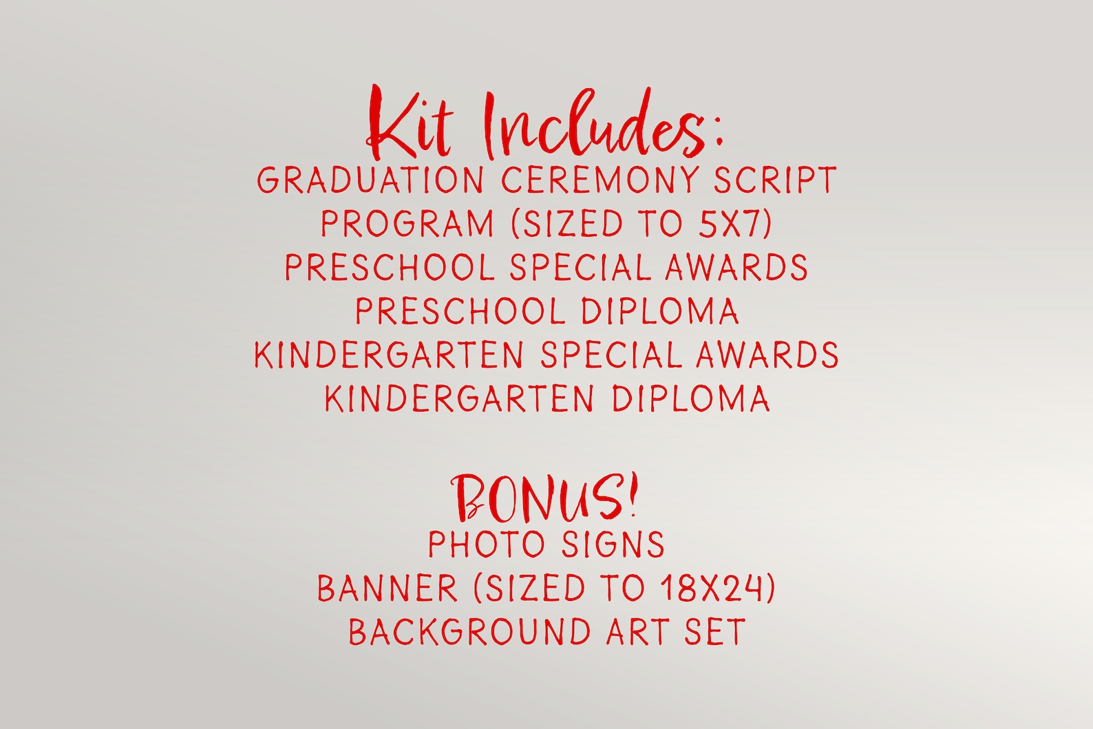 Preschool, Pre-k, Kindergarten Graduation Kit With Original Script and ...