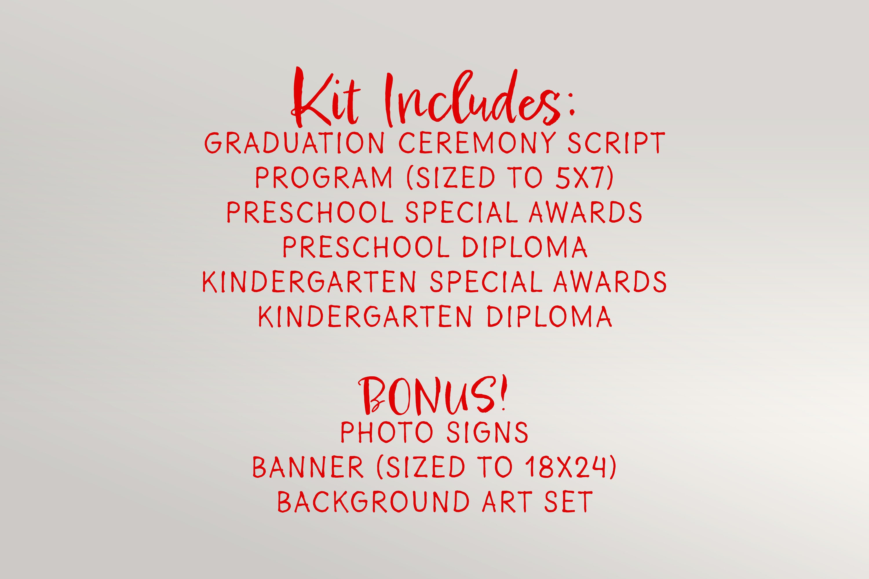 Preschool, Pre-k, Kindergarten Graduation Kit With Original Script and ...