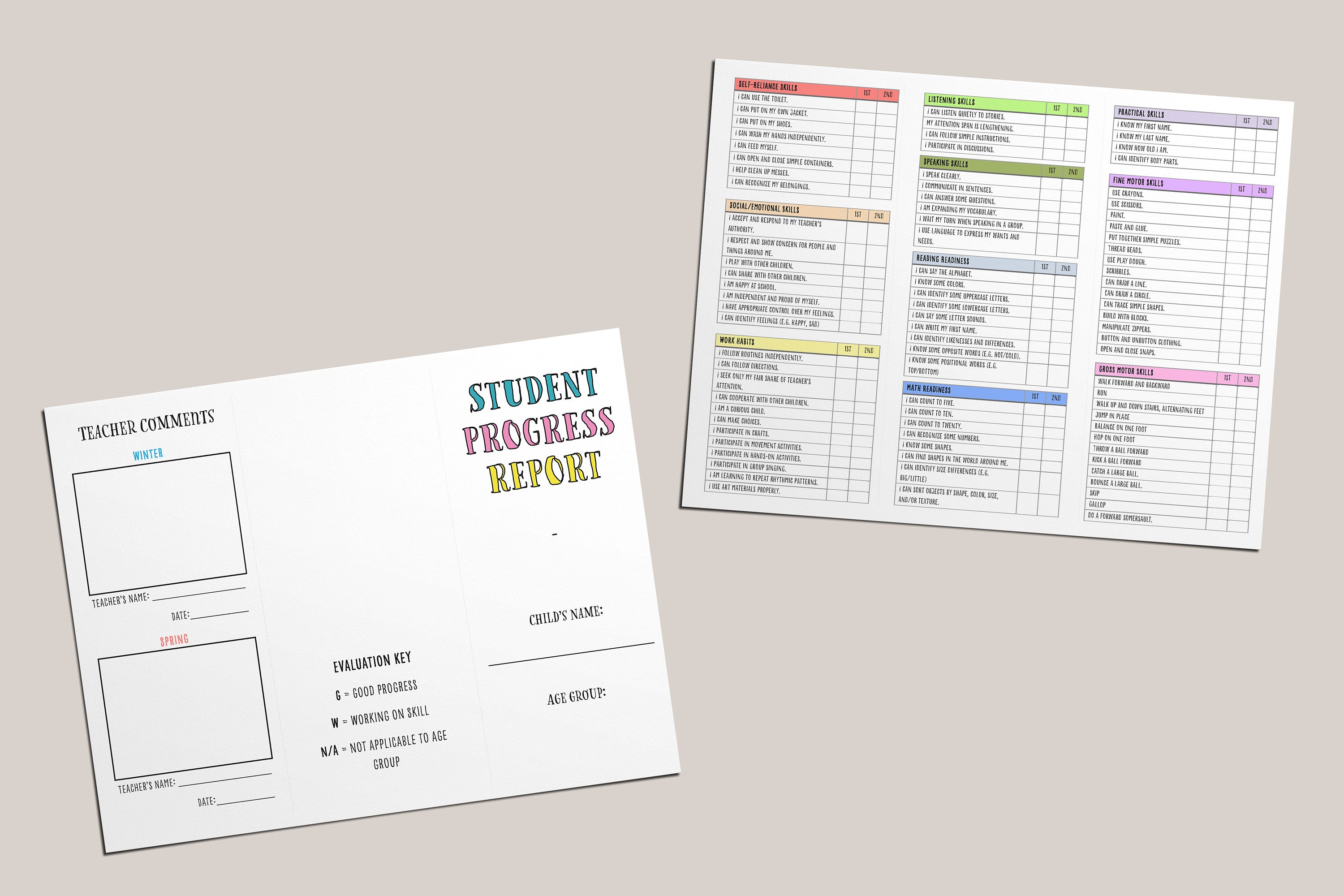 Printable Progress Report / Report Card for Preschools and Toddler ...