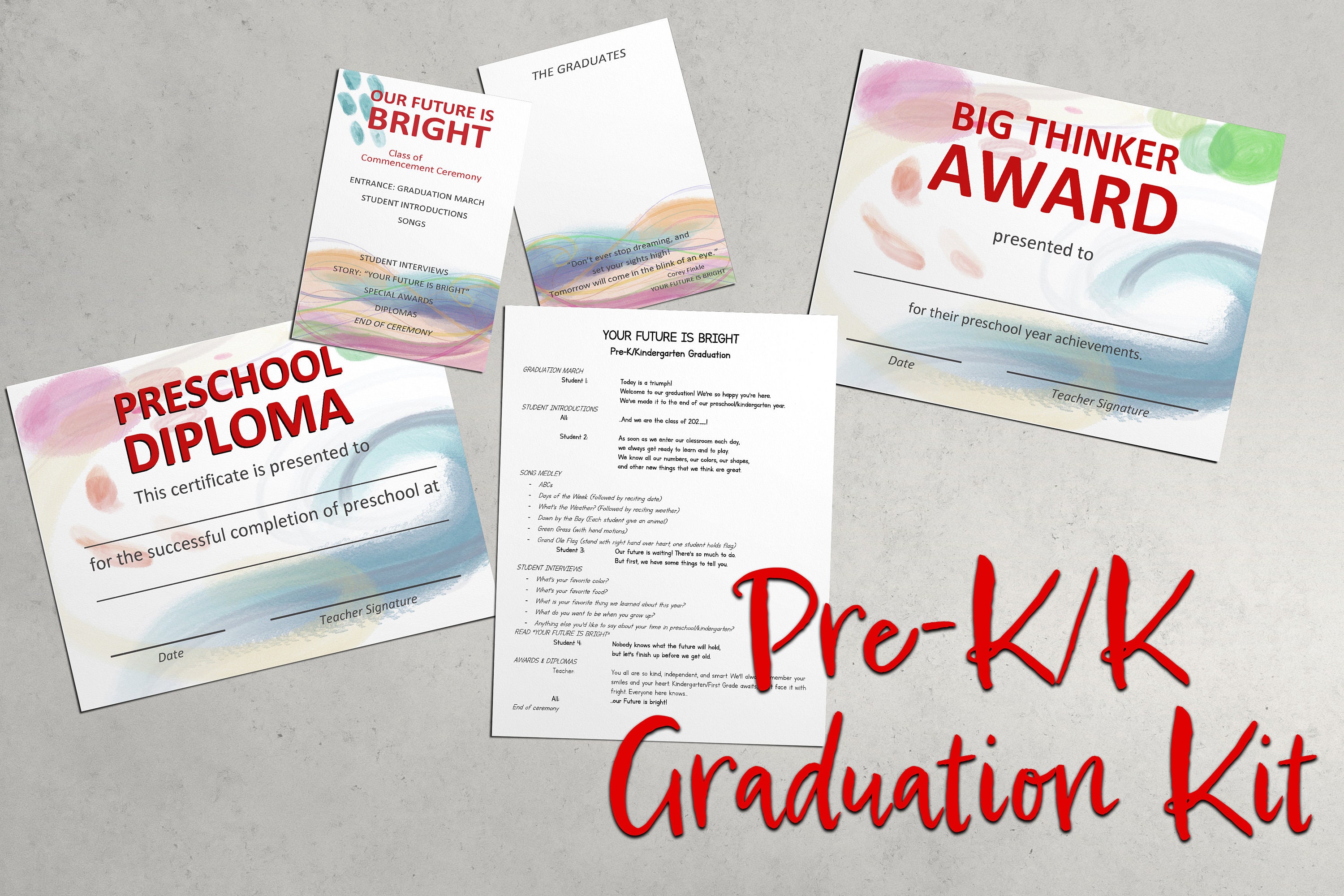 Preschool, Pre-k, Kindergarten Graduation Kit With Original Script and ...
