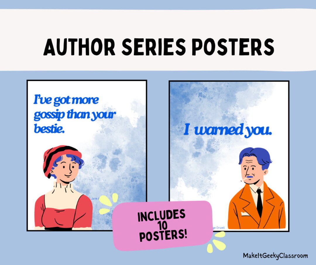 Fun Classroom Author Posters; Classroom Printables; Author Printable ...