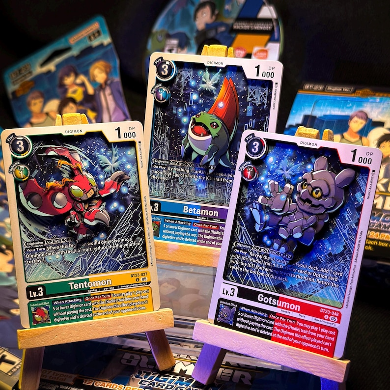 3D Digimon Shadowbox Art – Tentomon, Betamon & Gotsumon | Handmade ...