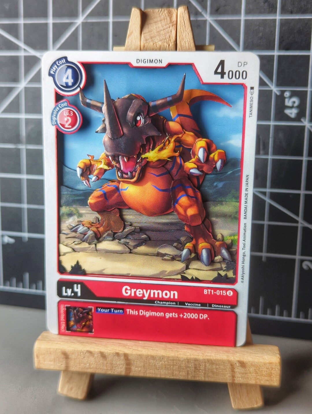 Greymon digimon 3D Trading Card - Etsy