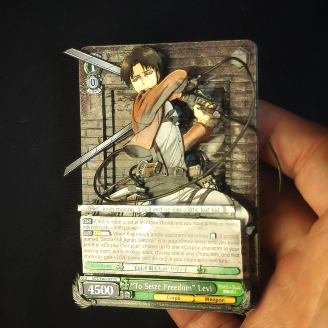Levi Ackerman 3D Attack on Titan Card - Etsy