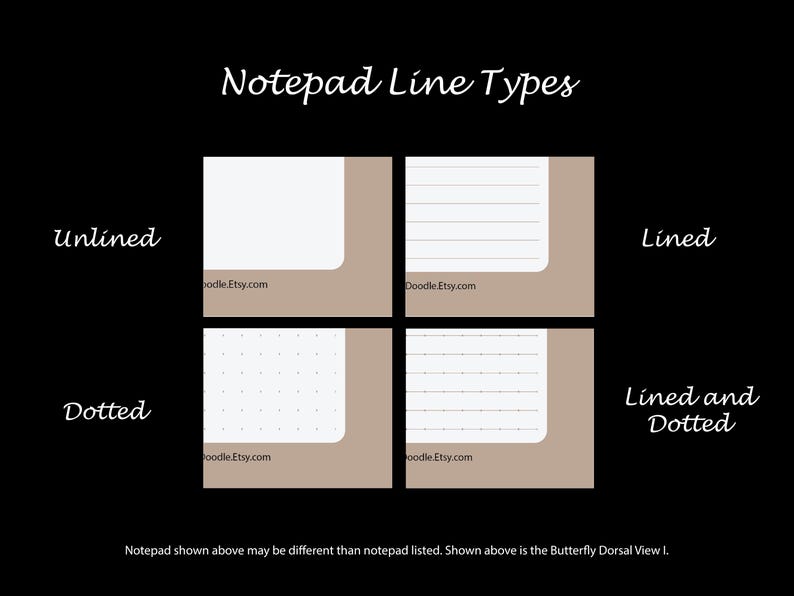Butterfly Dorsal View Notepad Collection I, Featuring 5 Different ...