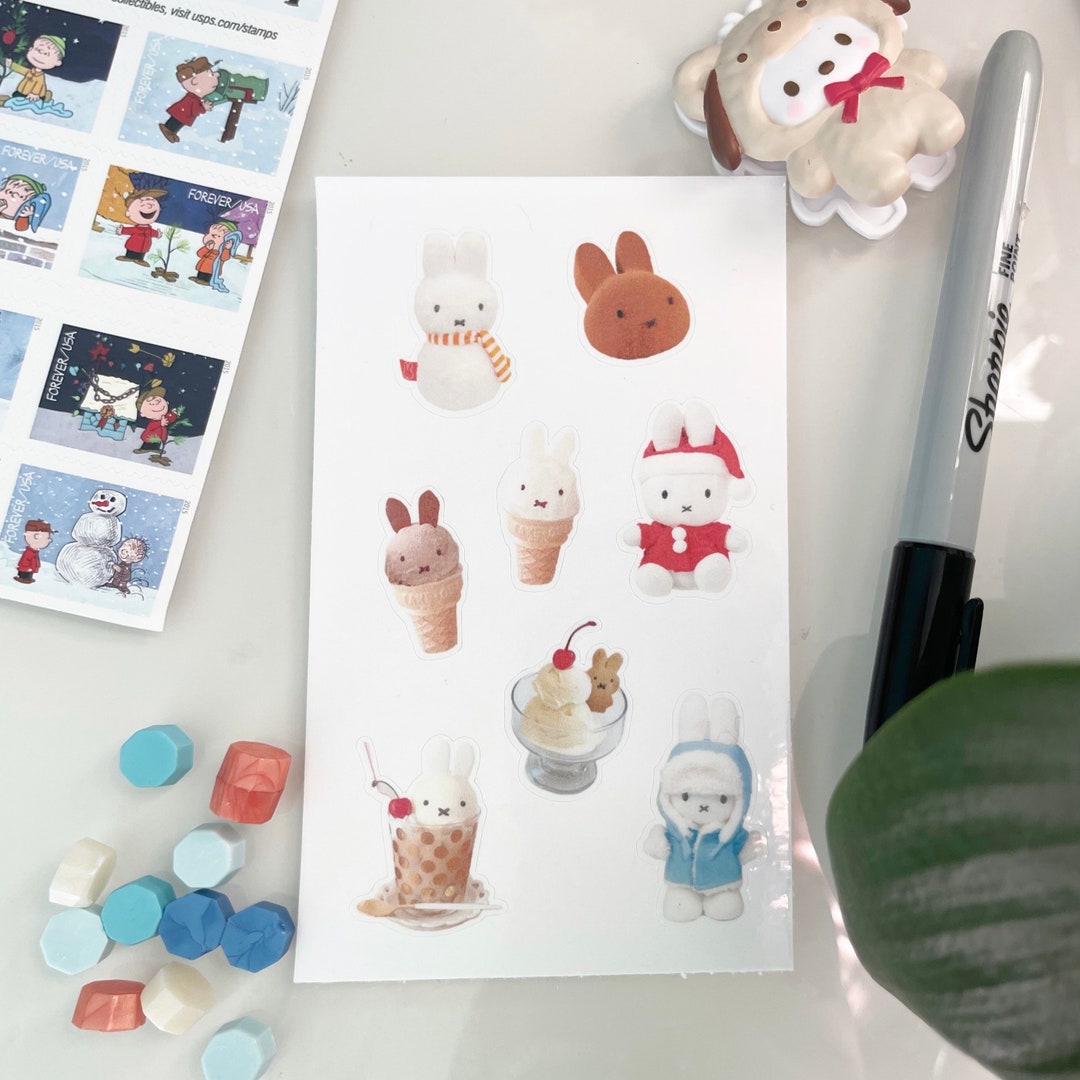 Chilly Miffy Bunny Sticker Sheet Deco Stickers, Korean Stationery ...