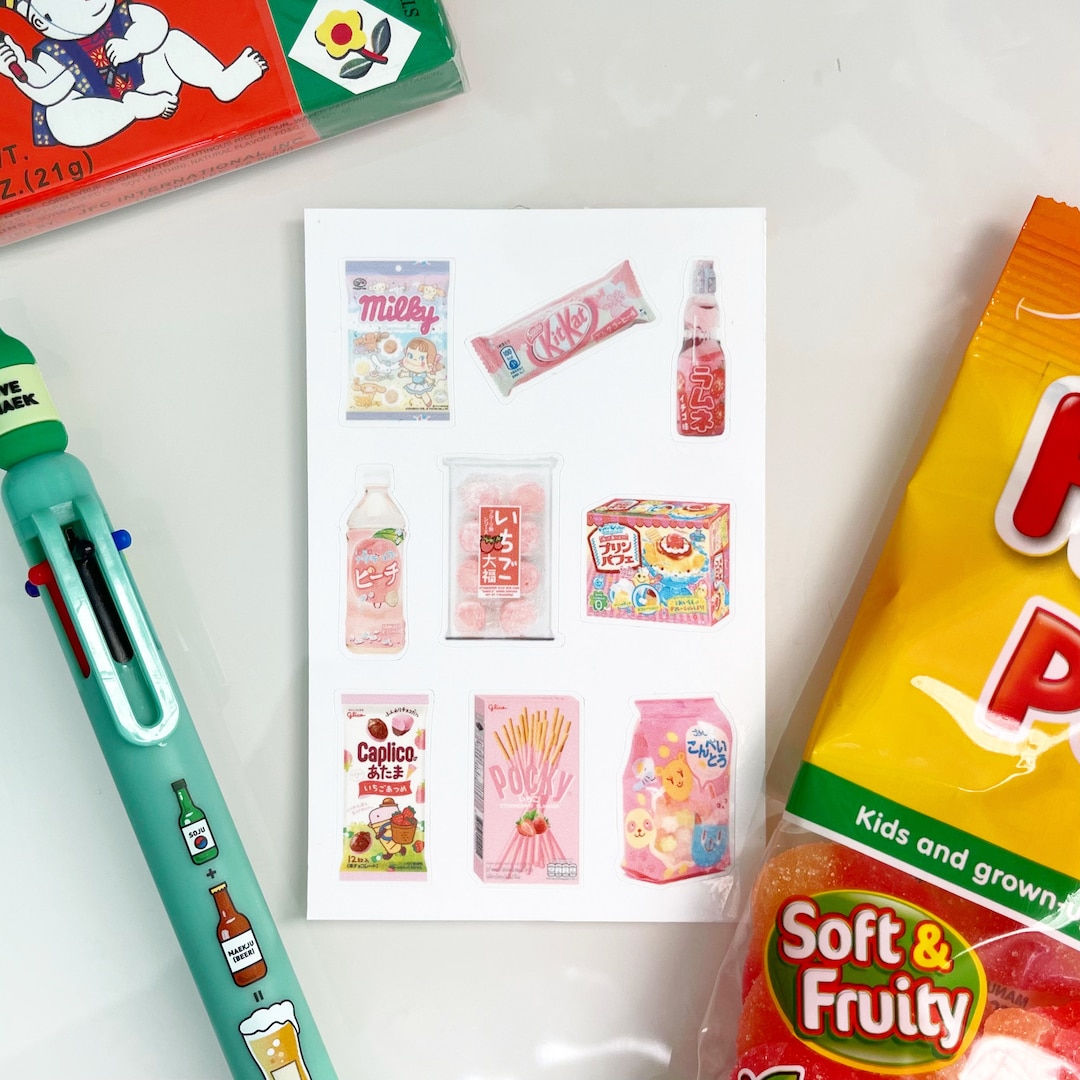 Asian Snacks Sticker Sheet - Deco Stickers, Korean Stationery, Polco ...