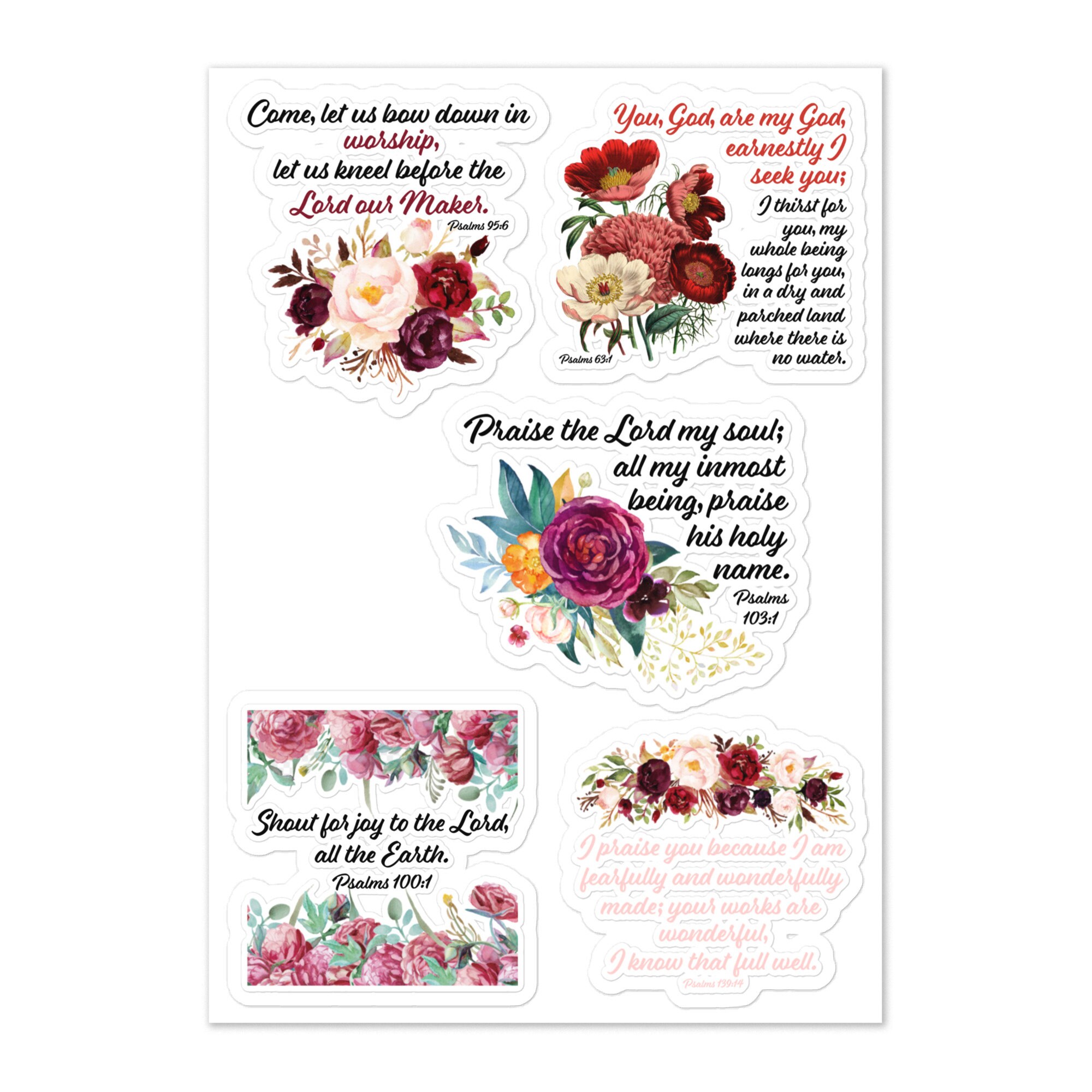 Bible Verses, Sticker Sheet, Psalms Verses, Psalms Verses Sticker Sheet ...