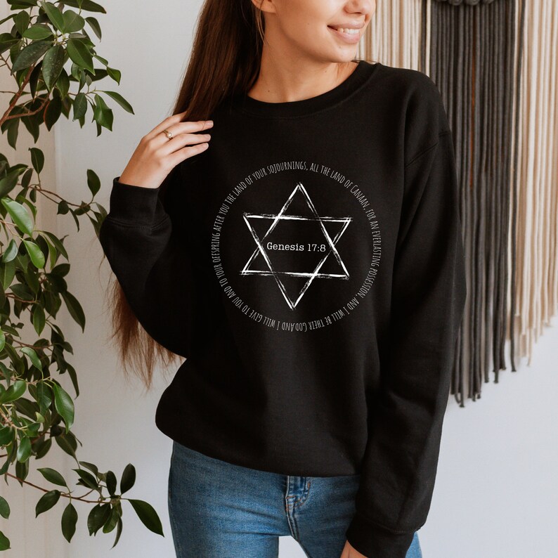 Genesis 17 Star of David Sweatshirt, Israeli Support Crewneck, Jewish ...