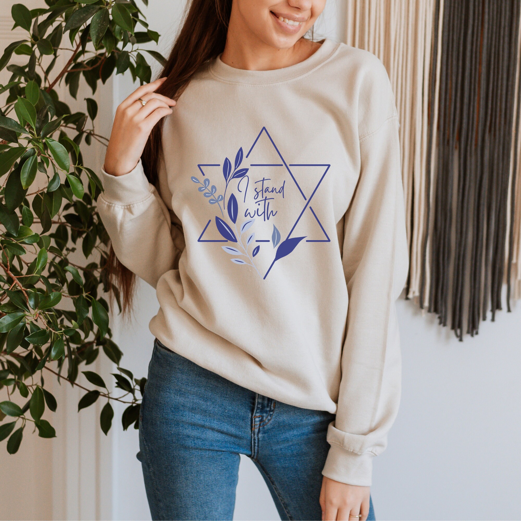 Stand With Israel Women's Sweat Shirt, Star of David, Israeli Support ...