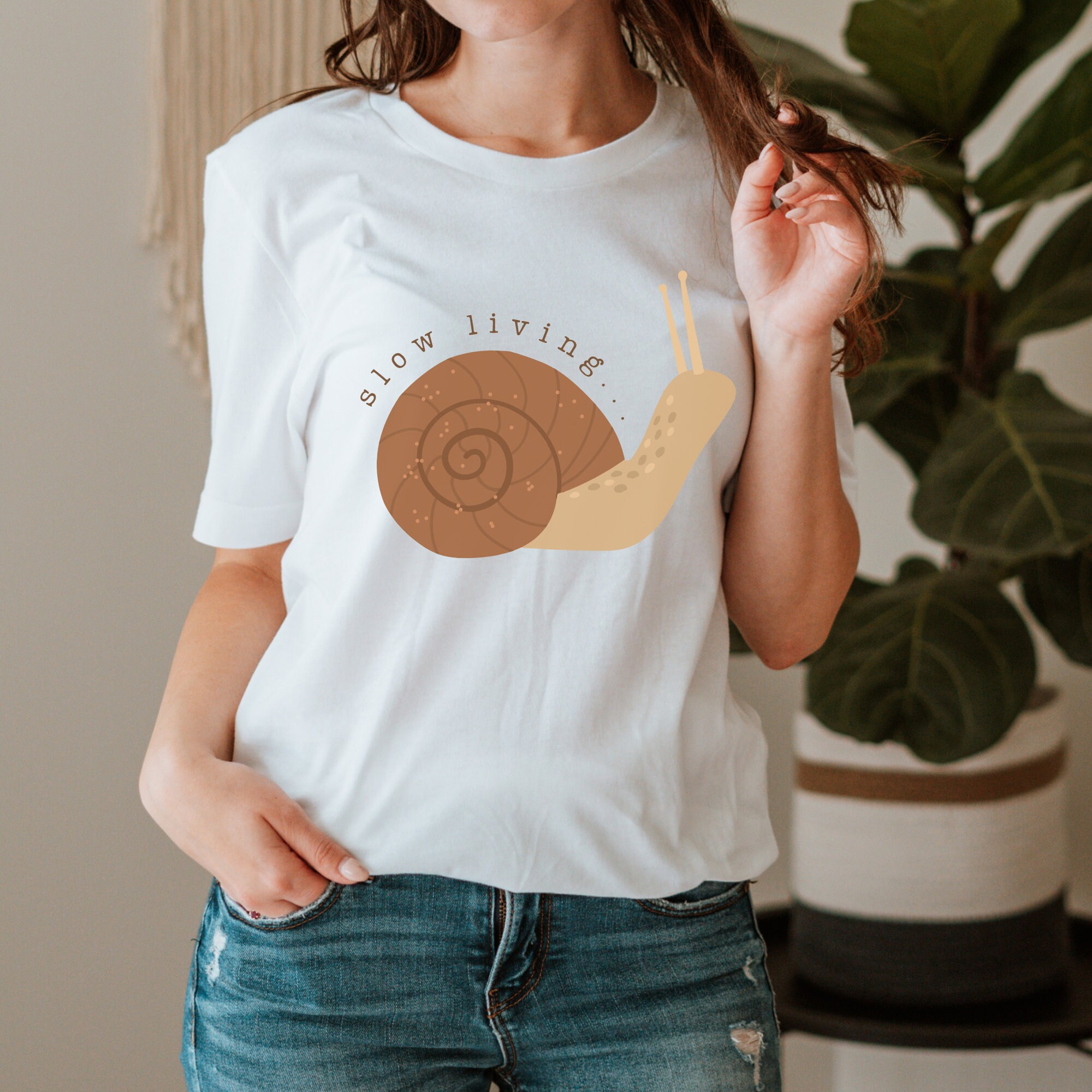 Slow Living Snail Graphic Tee Shirt, Intentional Life T-shirt, Live ...