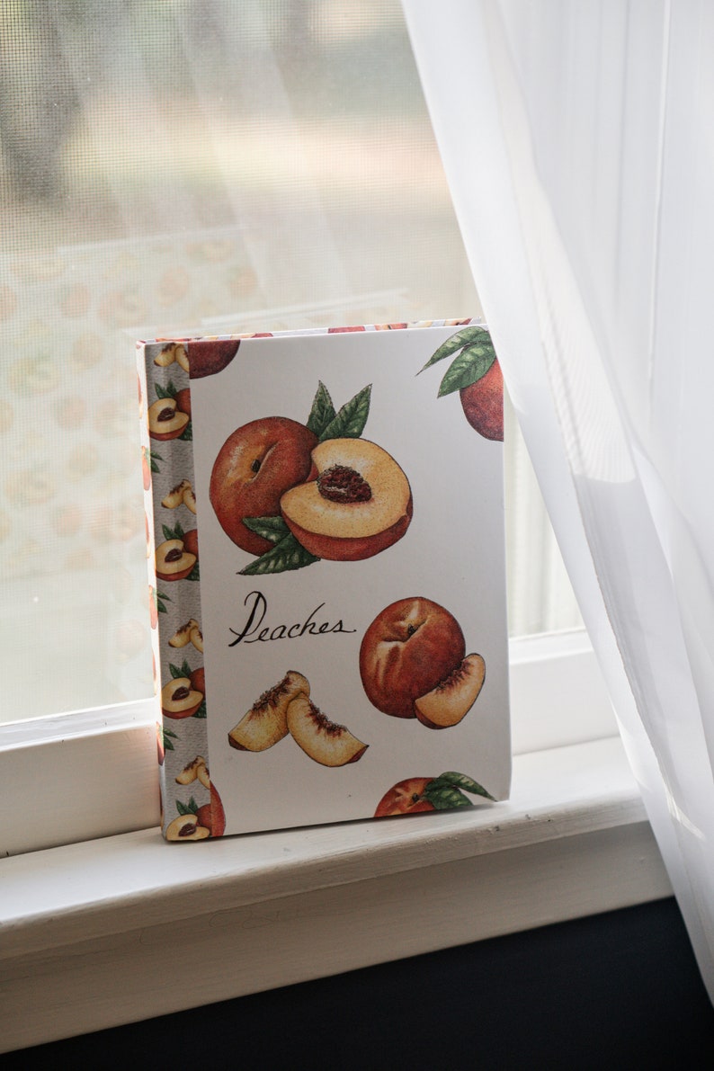 Peach Botanical Notebook, Vintage Hardcover Journal, Fruit Print ...