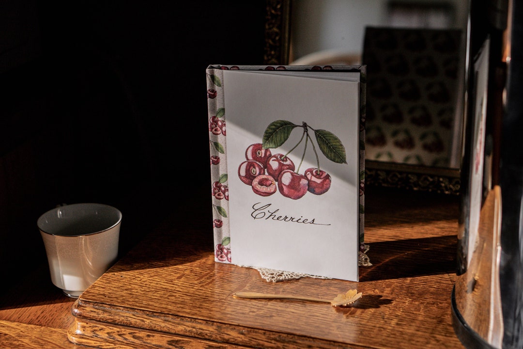 Botanical Cherry Notebook, Vintage Hardcover Journal, Fruit Print ...