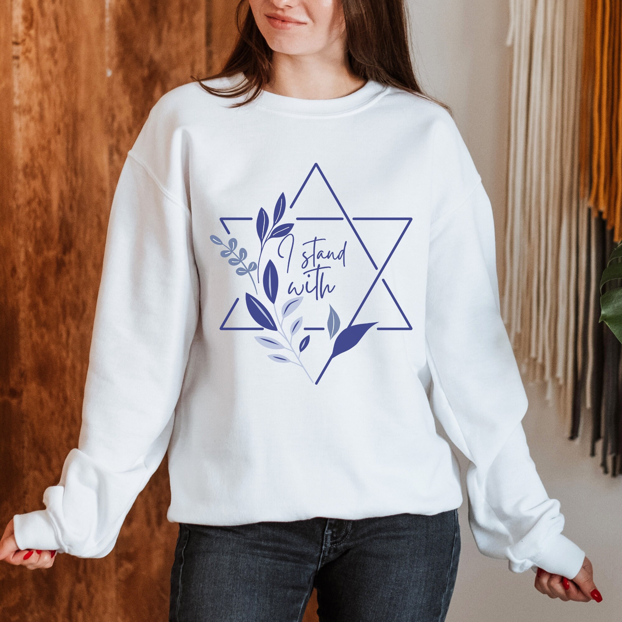 Stand With Israel Women's Sweat Shirt, Star of David, Israeli Support ...