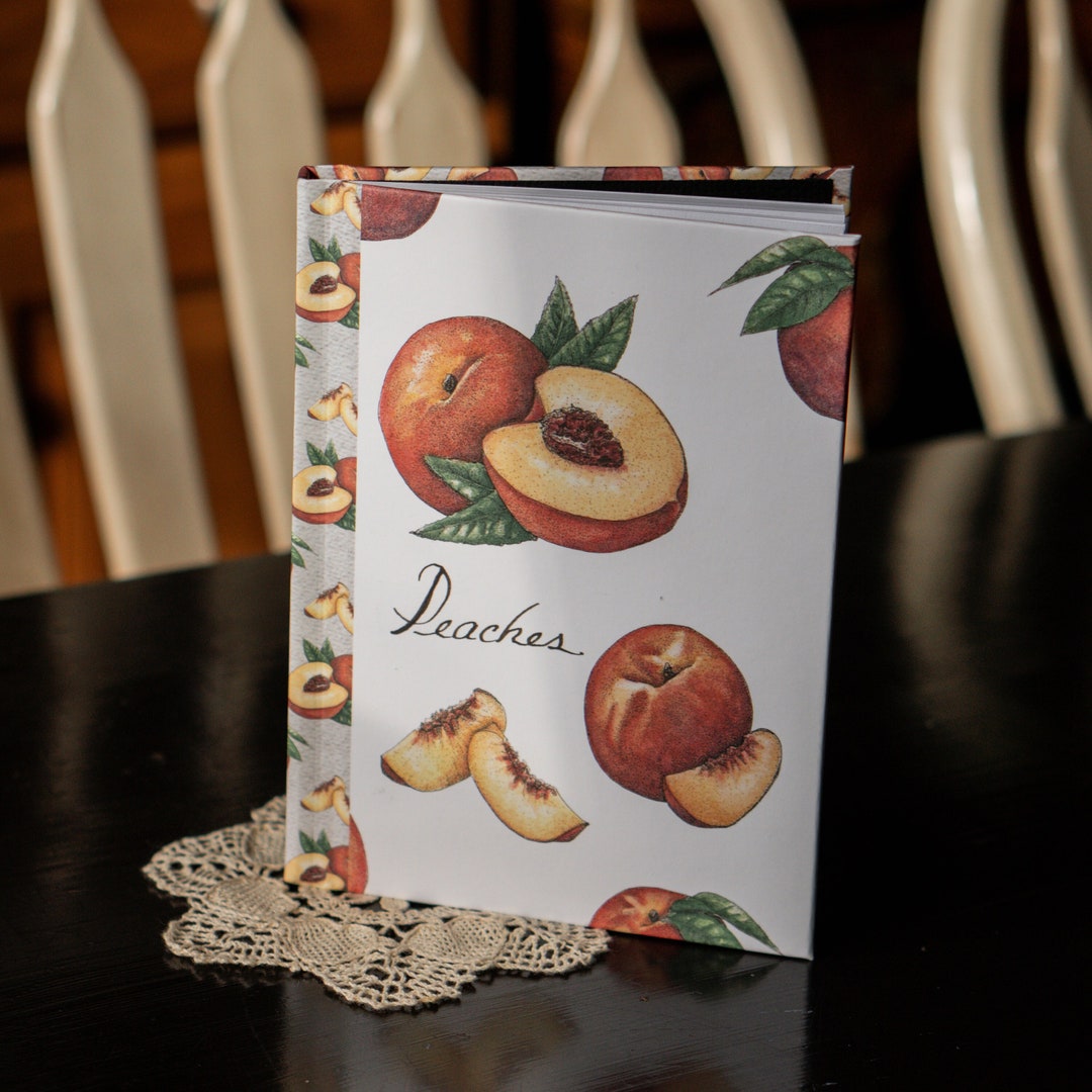 Peach Botanical Notebook, Vintage Hardcover Journal, Fruit Print ...