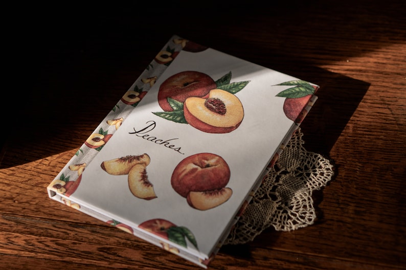 Peach Botanical Notebook, Vintage Hardcover Journal, Fruit Print ...