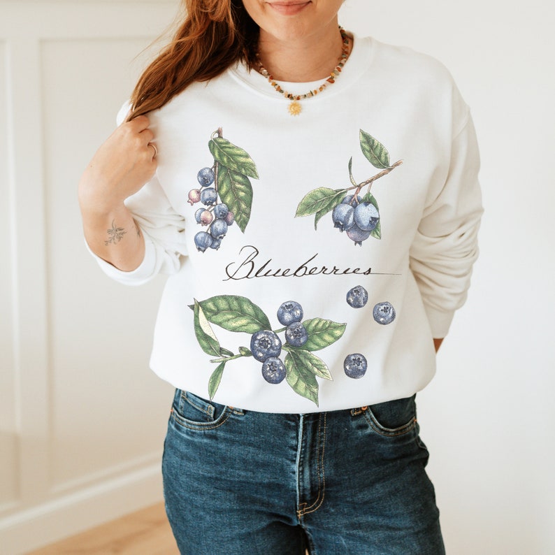 Blueberry Botanical Sweatshirt, Vintage Berry Crewneck, Coquette ...