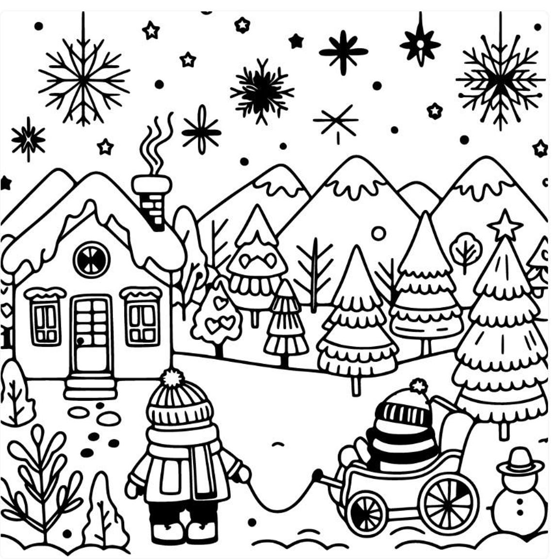 Winter-themed Coloring Book - Etsy
