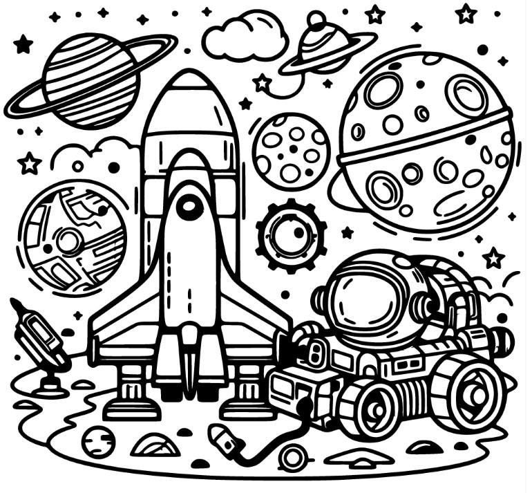Space Exploration Coloring Book - Etsy
