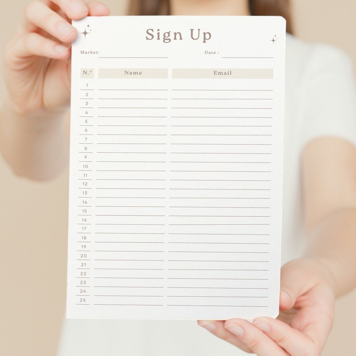 Simple Printable Sign up Form PDF Market Stall Email Sign up Sheet ...