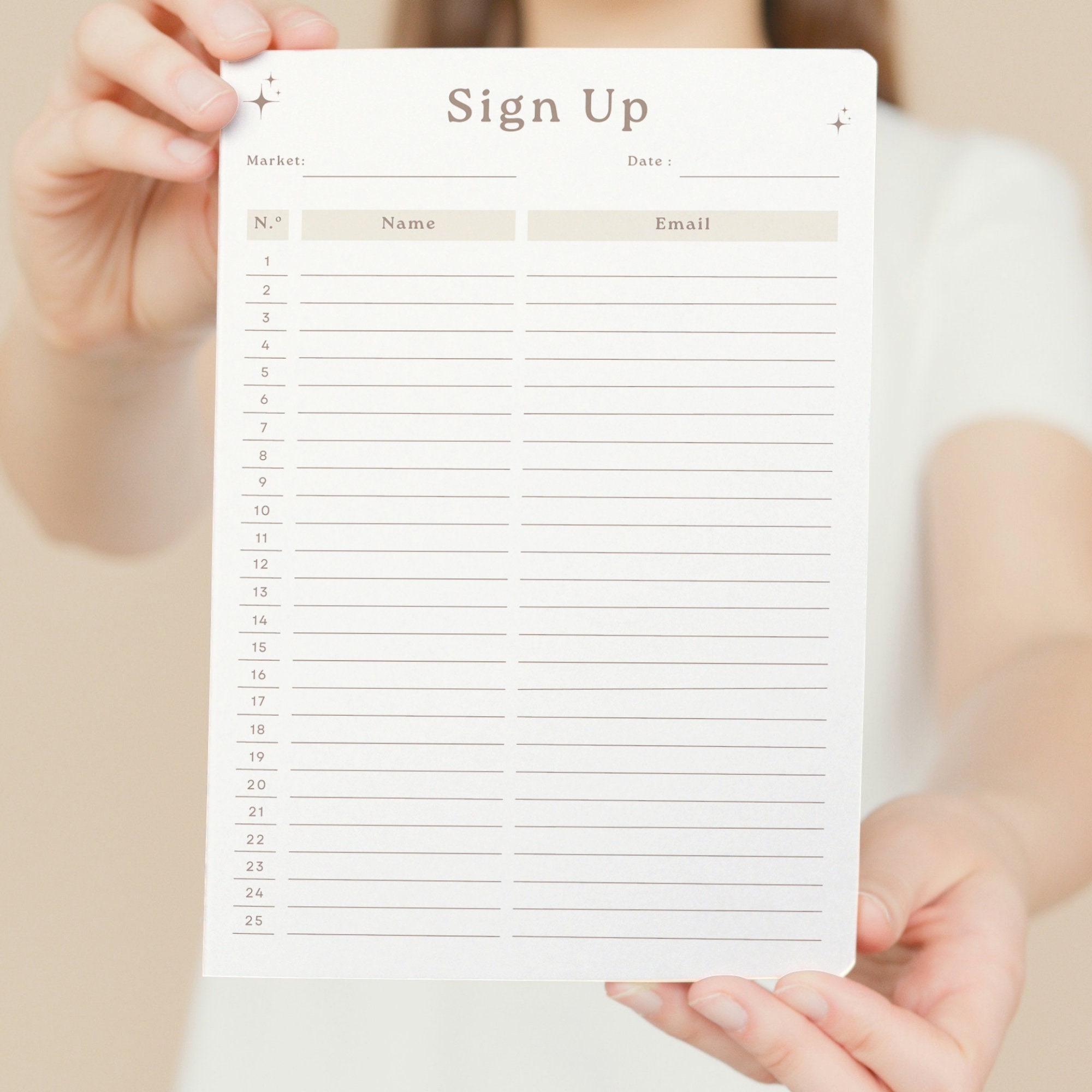 Simple Printable Sign up Form PDF Market Stall Email Sign up Sheet ...