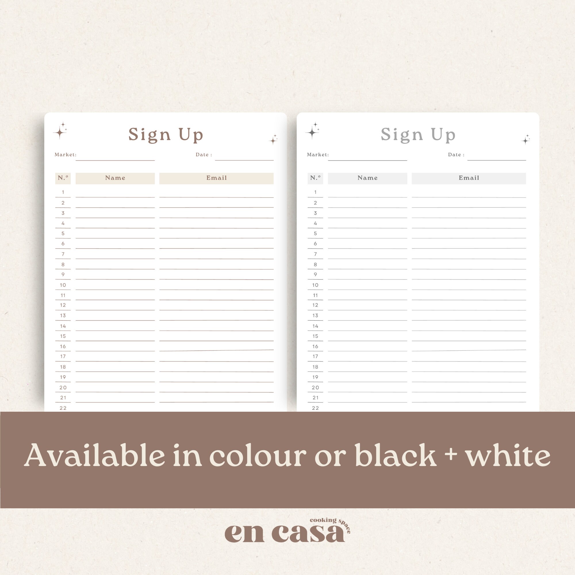 Simple Printable Sign up Form PDF Market Stall Email Sign up Sheet ...