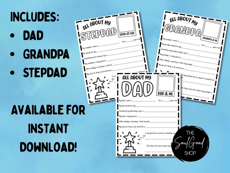 Father’s Day Questions Printable for Kids | All About Dad Interview ...