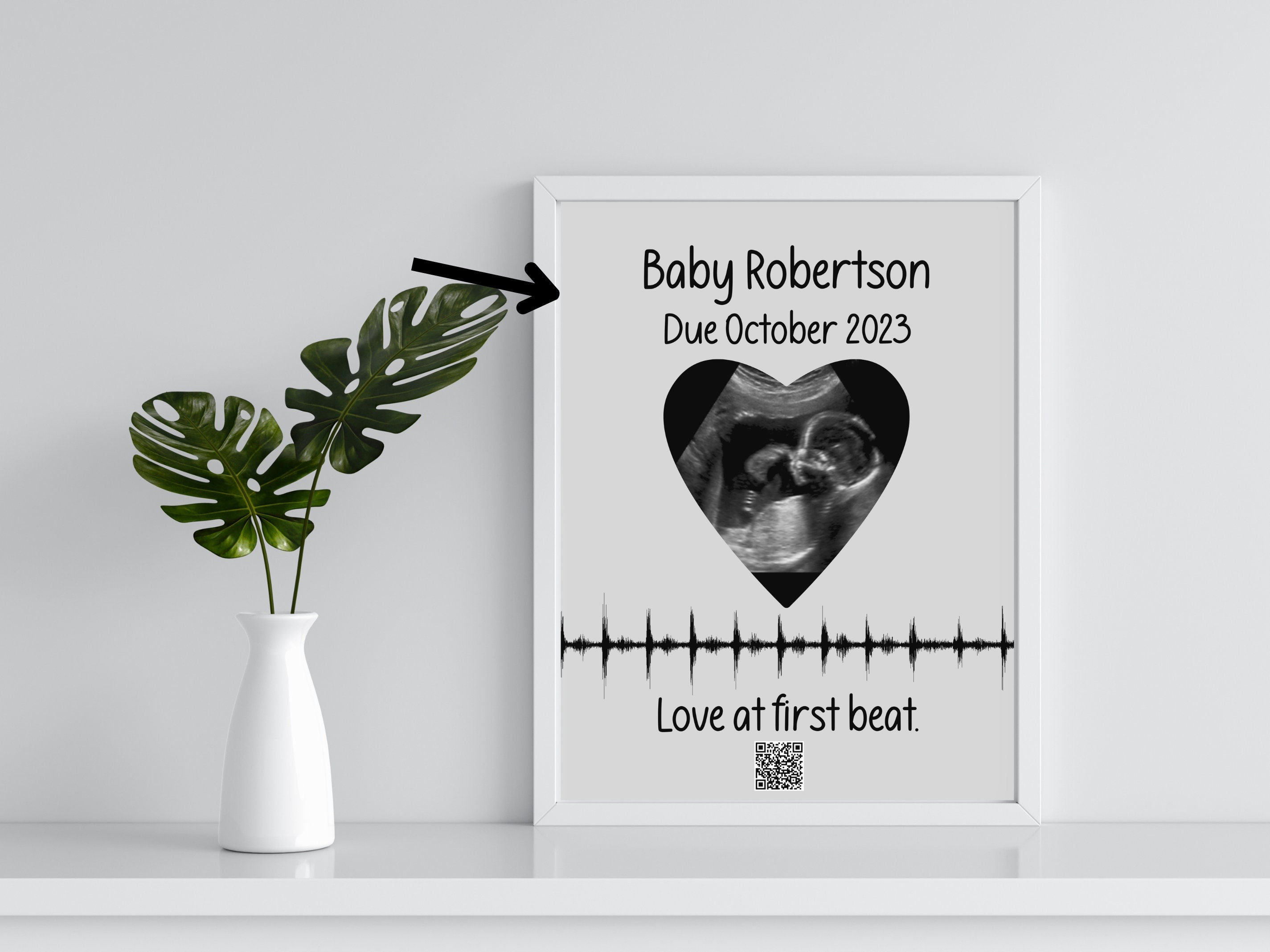 Ultrasound Soundwave QR Code Art | Sonogram Art | Sonogram Wall Decor ...