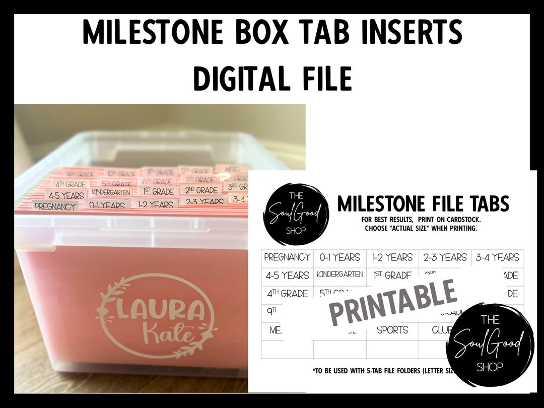 Milestone Box Tab Inserts | Memory Box Labels | Childhood Memories ...