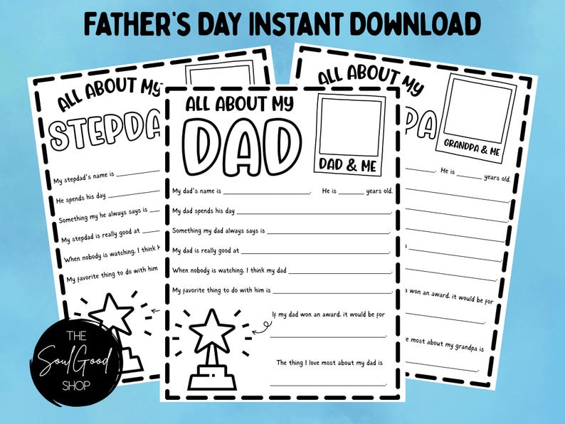 Father’s Day Questions Printable for Kids | All About Dad Interview ...