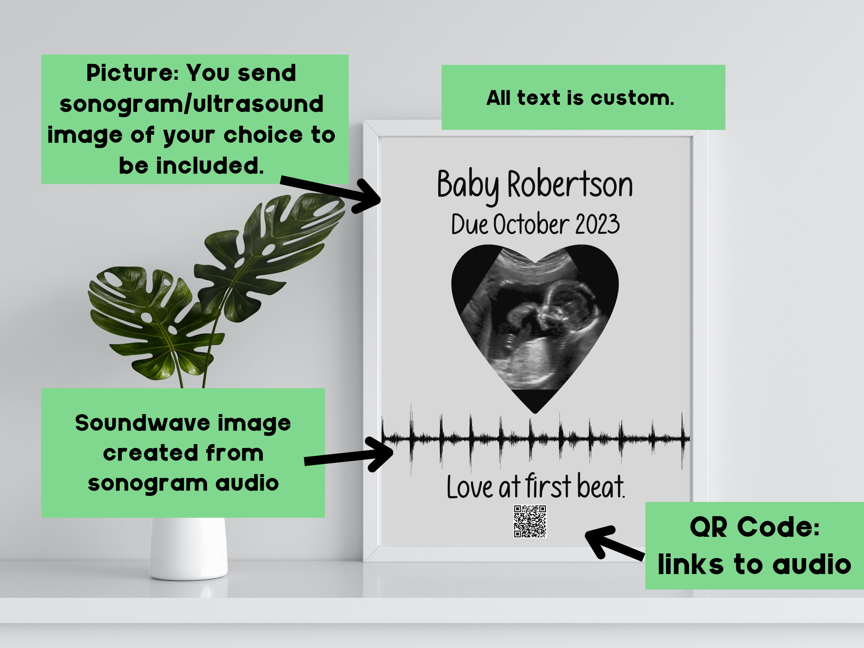 Ultrasound Soundwave QR Code Art | Sonogram Art | Sonogram Wall Decor ...