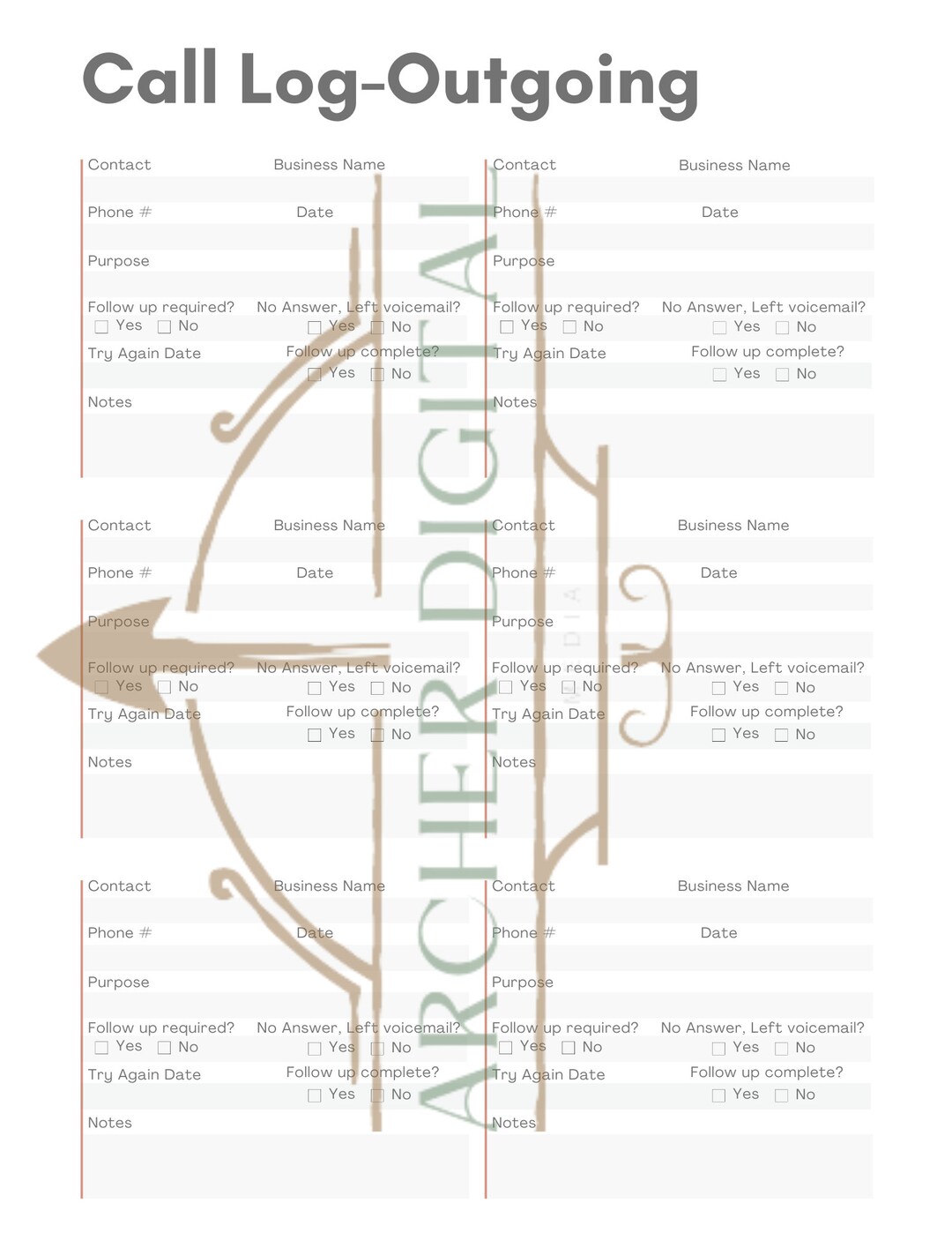 Incoming and Outgoing Call Log - Etsy