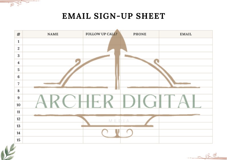 Email Sign up Sheet - Etsy