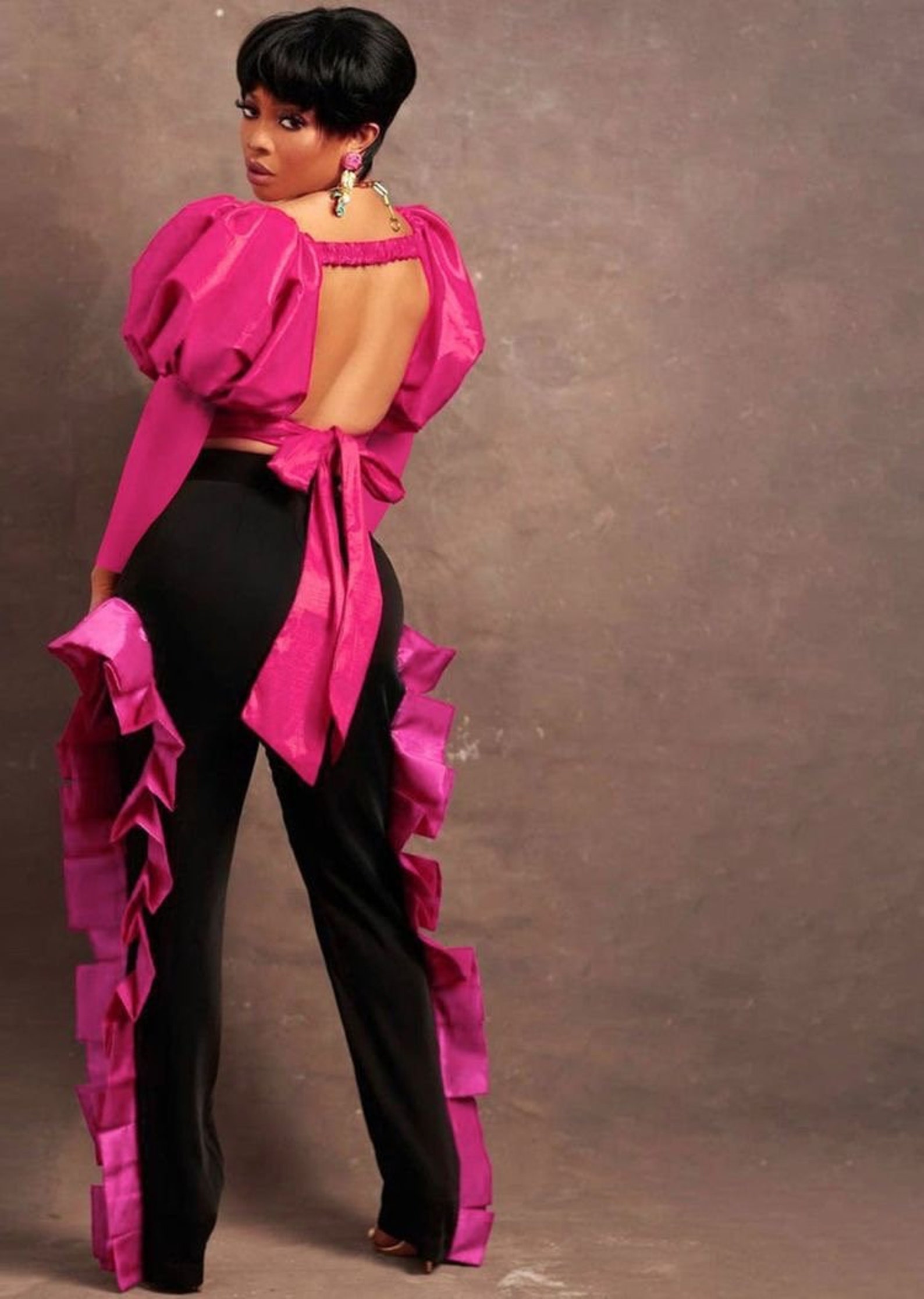 Trendy Pink and Black Top With Matching Pants, Top and Pants for Curvy ...