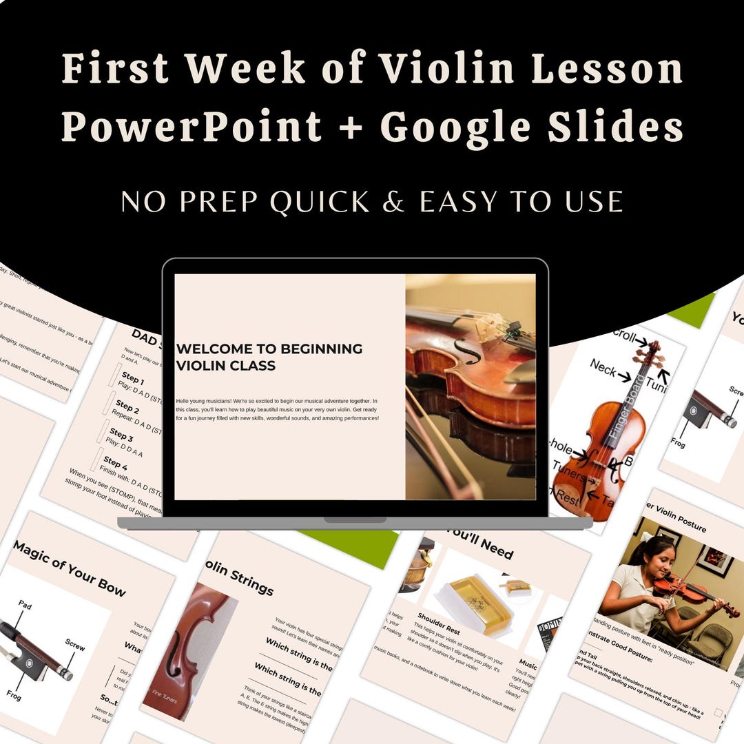 No Prep First Week of Violin Lesson Slides- Powerpoint + Google Slides ...