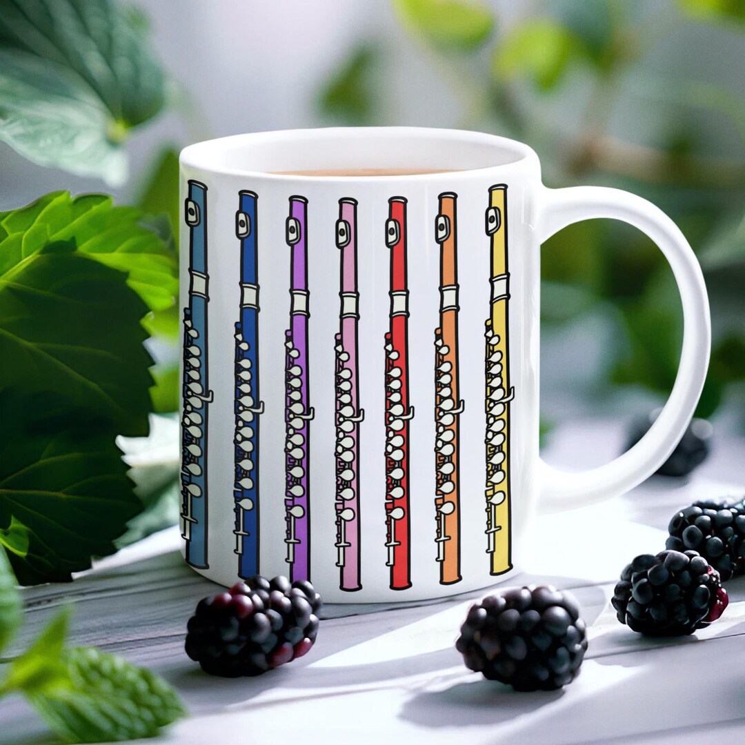 Colorful Flute Ceramic Mug, Music Lover Gift, Flute Player, Music ...
