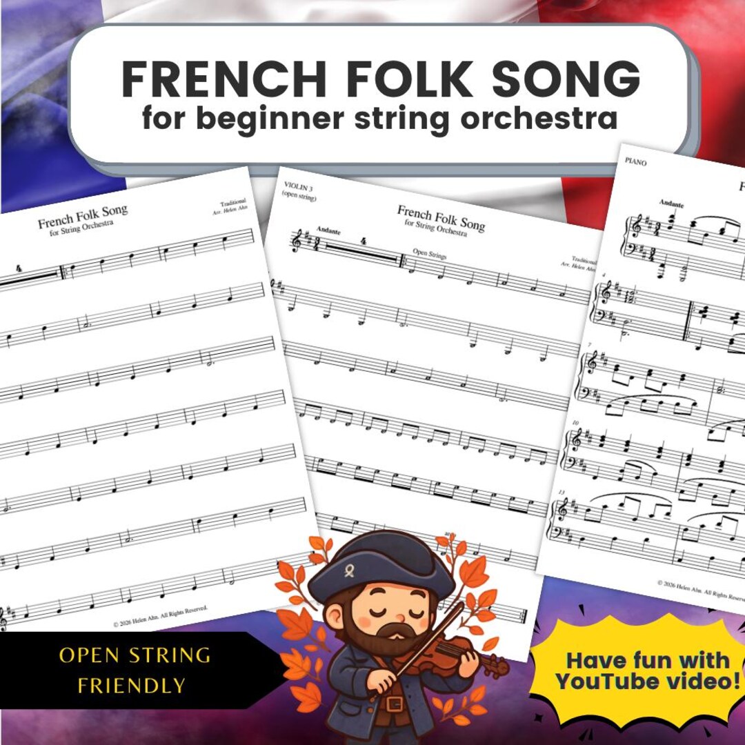 French Folk Song – Beginner String Orchestra Sheet Music With Optional ...