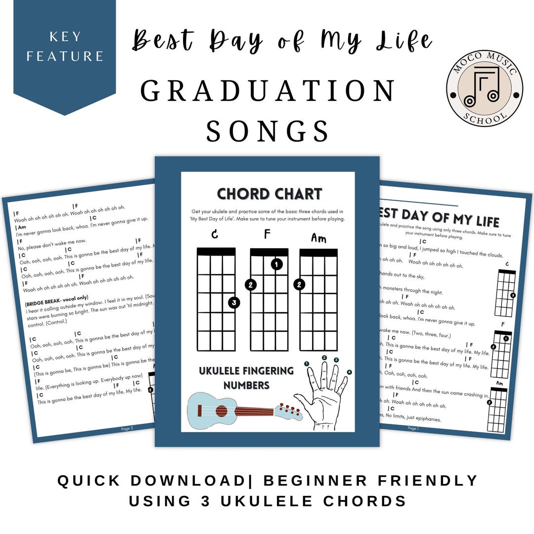Best Day of My Life Ukulele Chord Chart & Sheet Music | Graduation ...