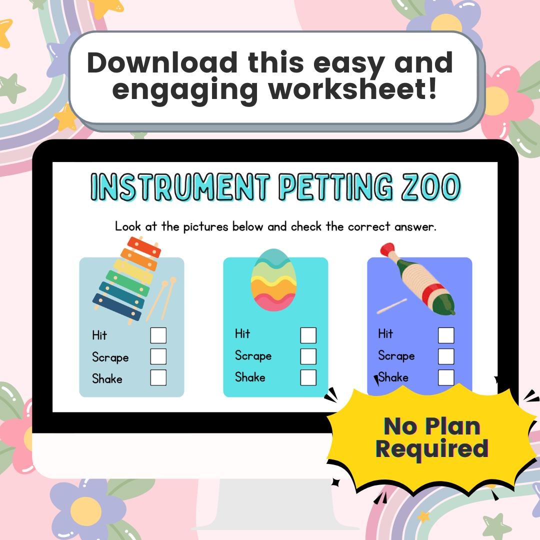 Musical Instrument Petting Zoo Worksheet – No Prep Sub Plan - Etsy