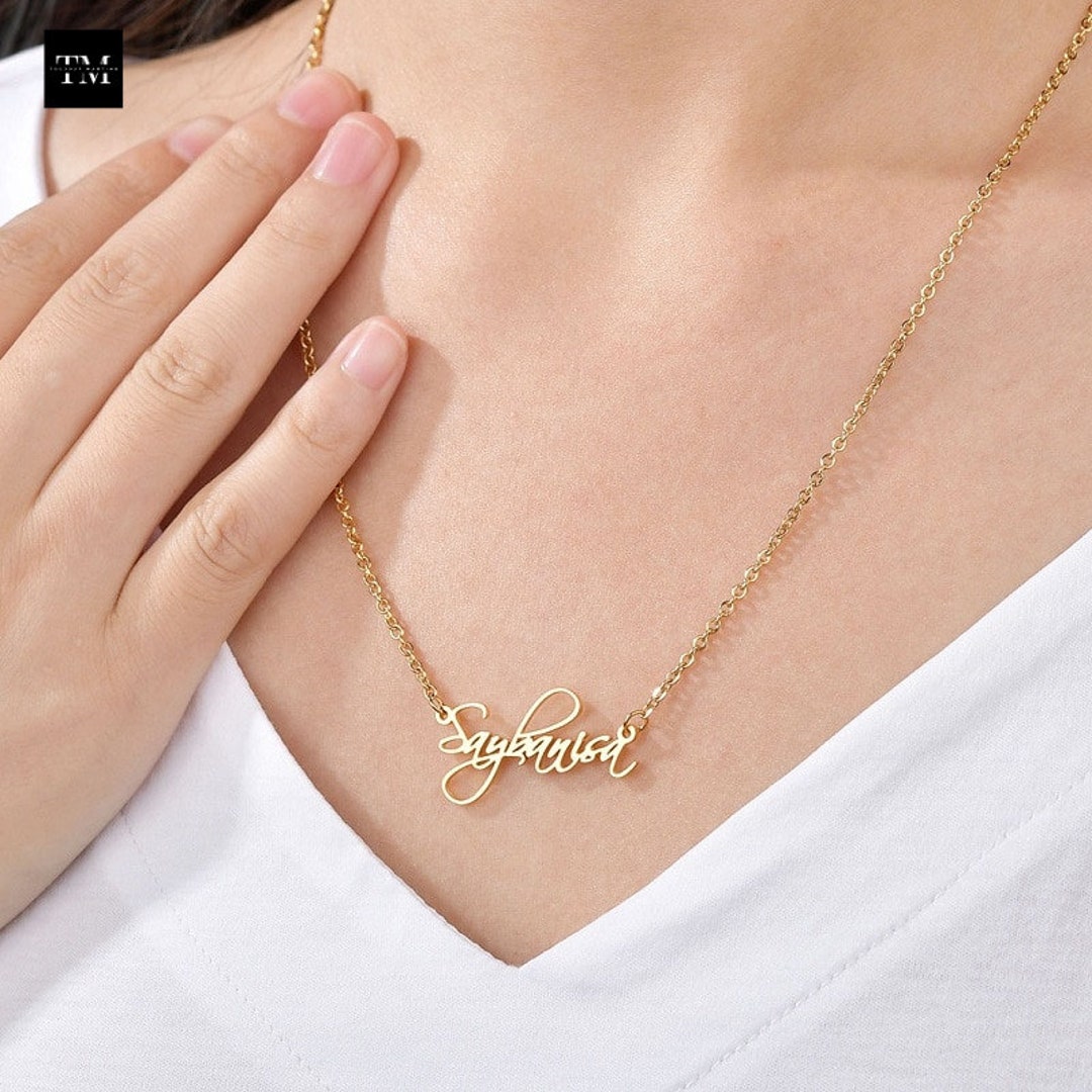 Dainty Custom Name Necklace Custom Script Name Necklace Personalized Name Necklace Personalized Gift Etsy