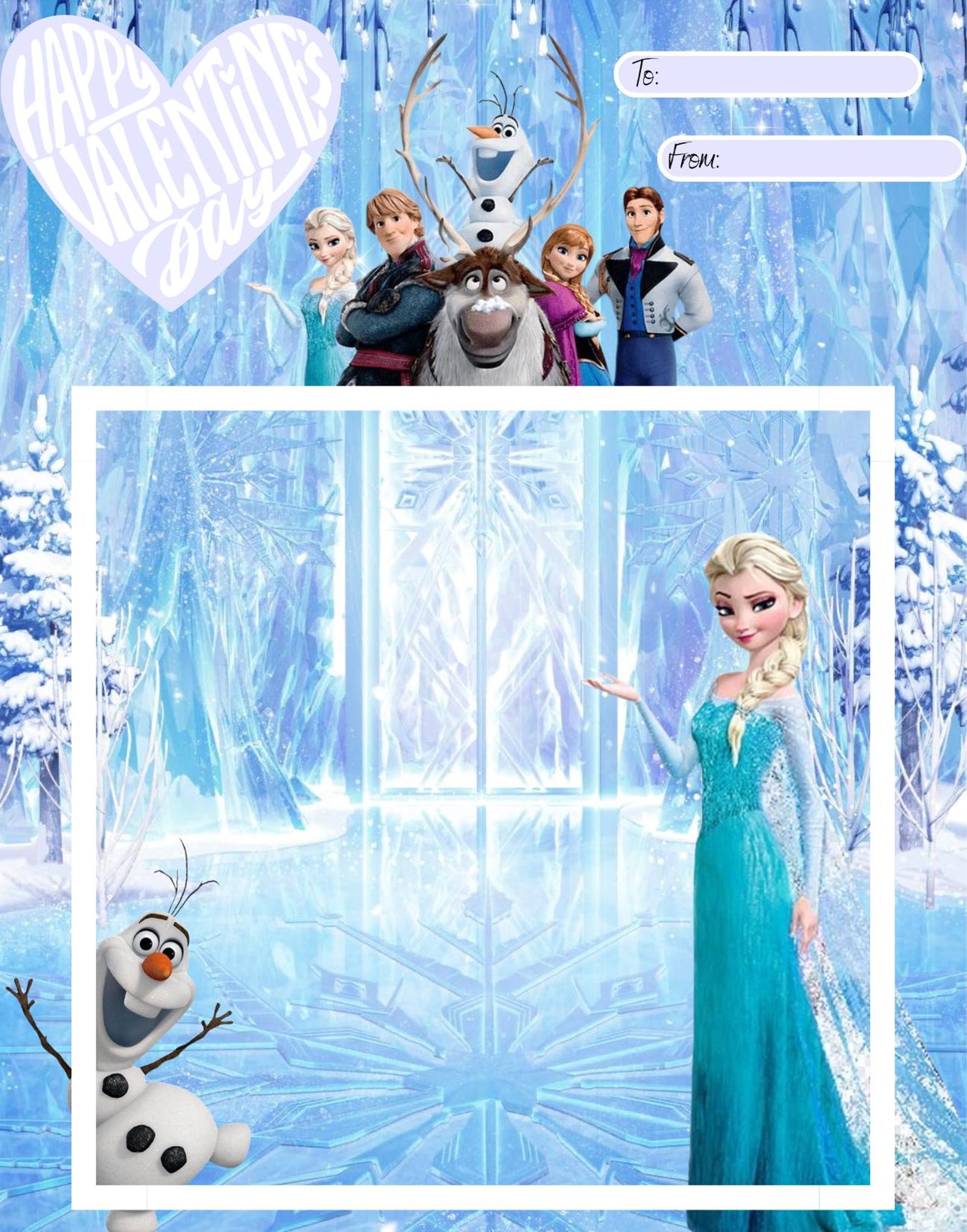 Frozen Jumbo Valentine’s Day Candy Card Template , Ready to Print ...